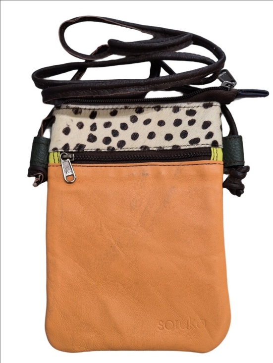 Soruka | Bags | Mini Crossbody Bag In Orange Leather Pair With A Black ...
